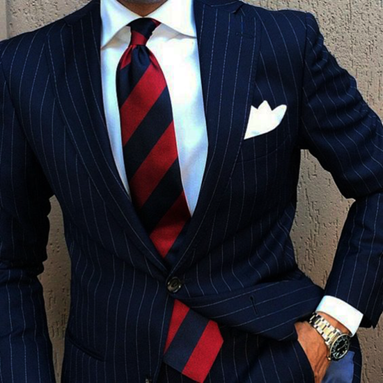 Navy Pinstriped Two-Piece Suit